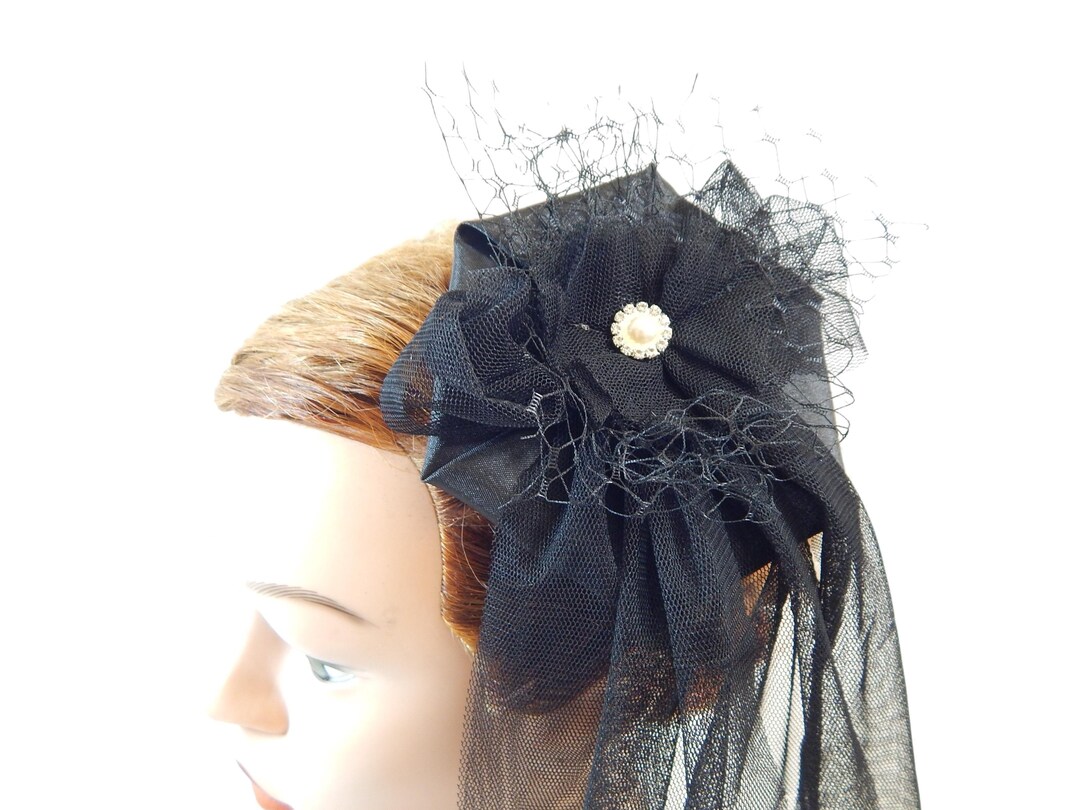 Goth Fascinator, Black Headpiece, Burlesque Headdress, Derby Hat ...
