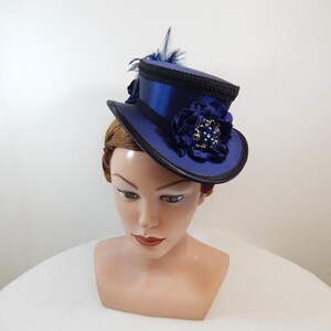 Midi Top Hat, Blue Percher Hat, Derby Hat, Victorian, Dressage ...