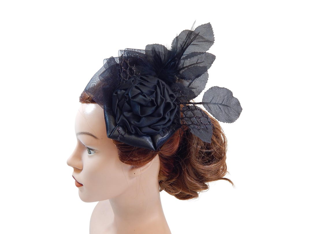 Goth Fascinator, Black Romantic Headpiece, Burlesque Headdress, Derby ...