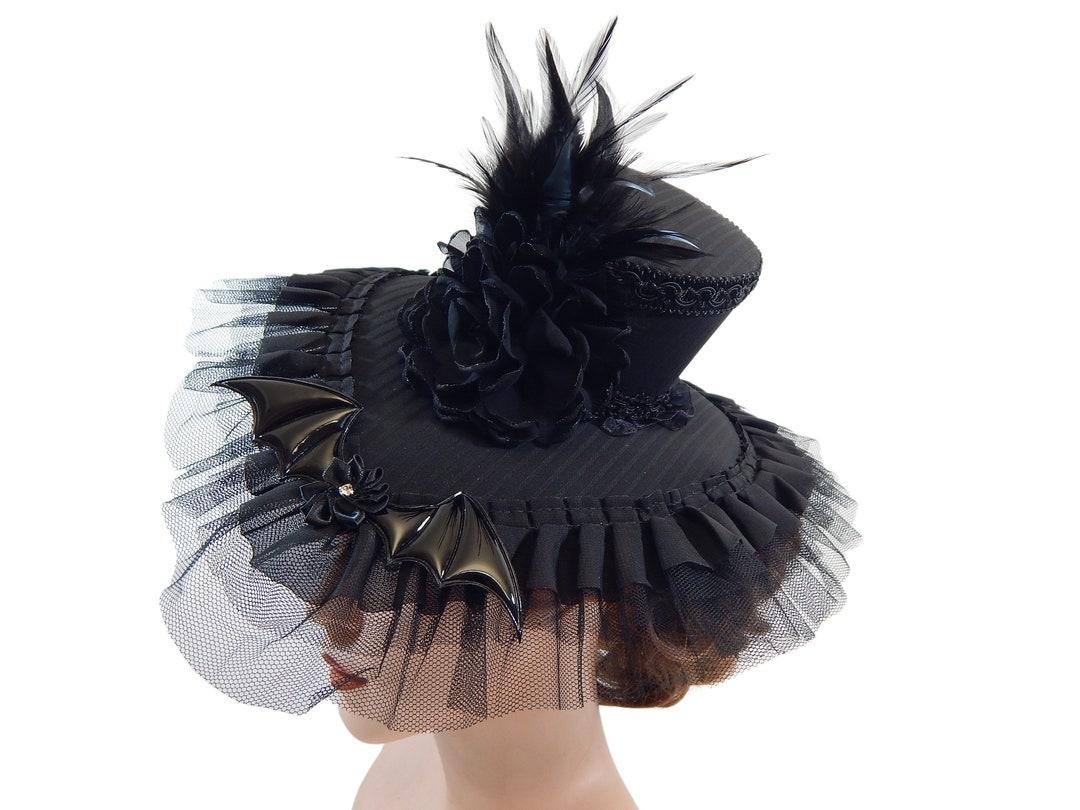 Midi Tophat, Ladies Hat, Derby Hat, Goth Headpiece, Steampunk Headdress ...