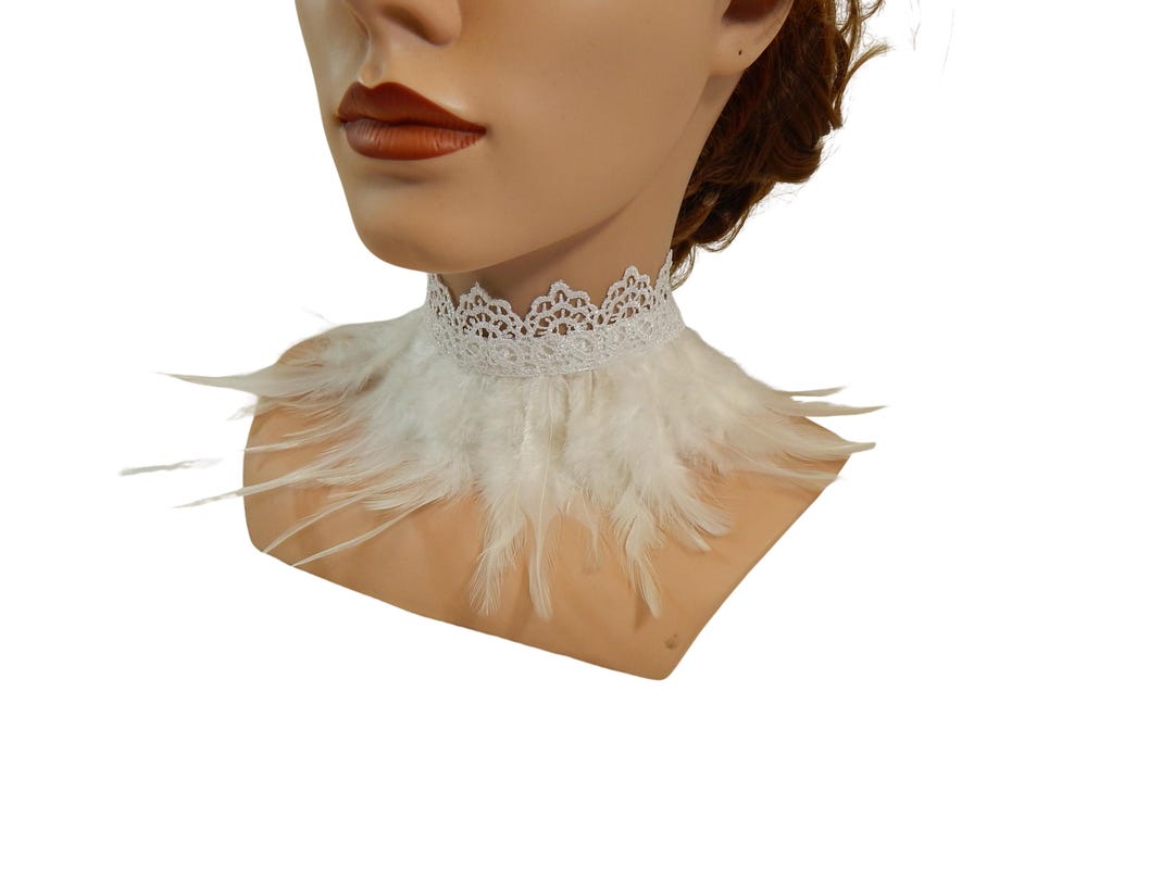 White Feather Collar: Burlesque Costume Choker, Carnival Bird Outfit - Etsy