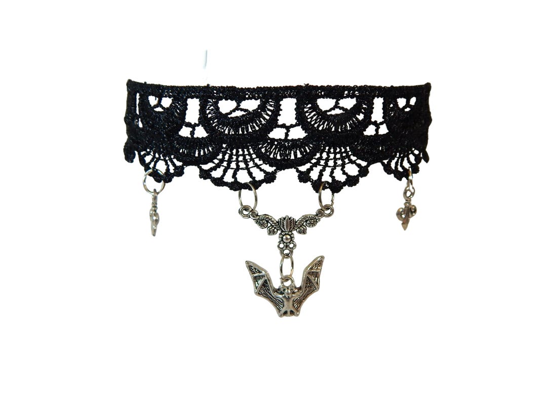 Bat Choker, Gothic Necklace, Lace Collar, Dark Fashion, Witchy Jewelry ...