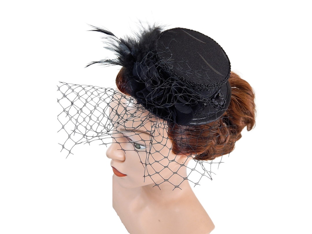 Mini Summerhat, Minihat, Goth Hat, Burlesque Fascinator, Small Hat ...