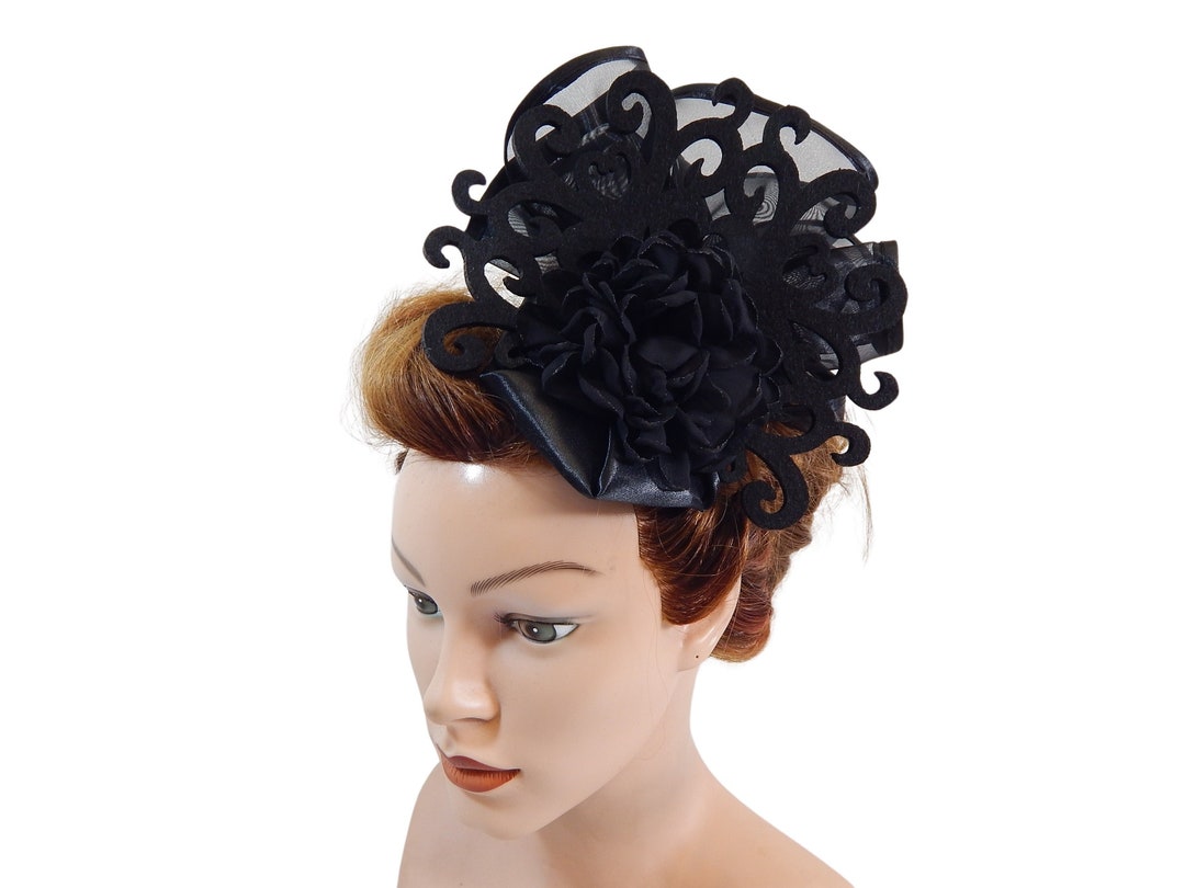 Goth Fascinator, Dark Red Romantic Headpiece, Burlesque Headdress ...