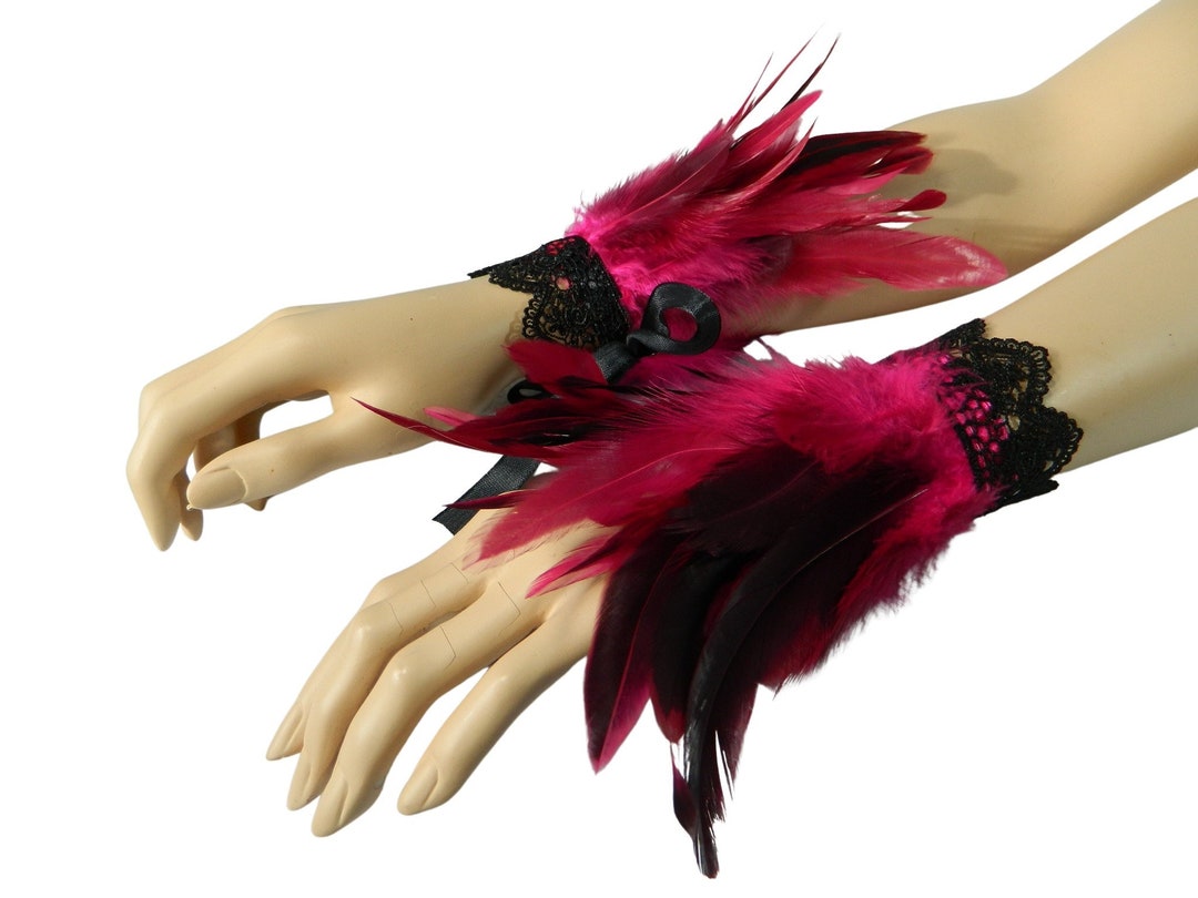 Pink Feather Cuffs, Feather Arm Warmes, Costume Cuffs, Drag Queen ...