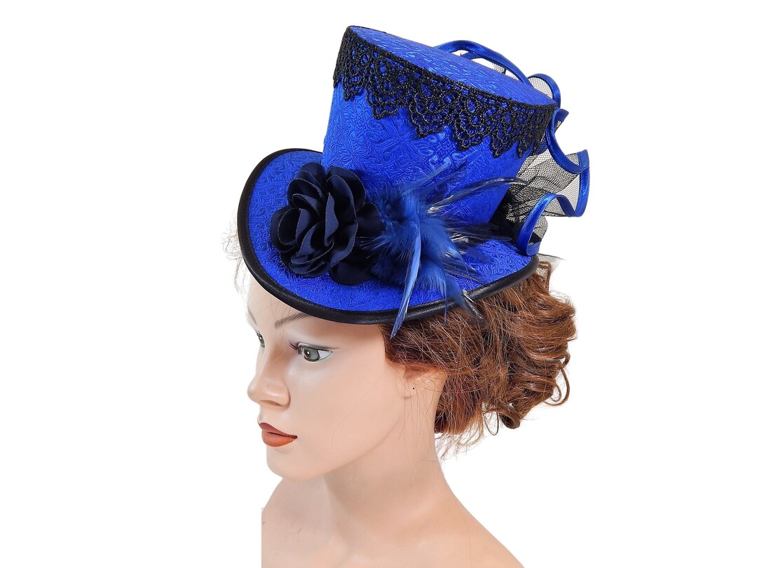 Blue Midi Tophat, Victorian Dressing Hat, Costume Headpiece, Cosplay ...