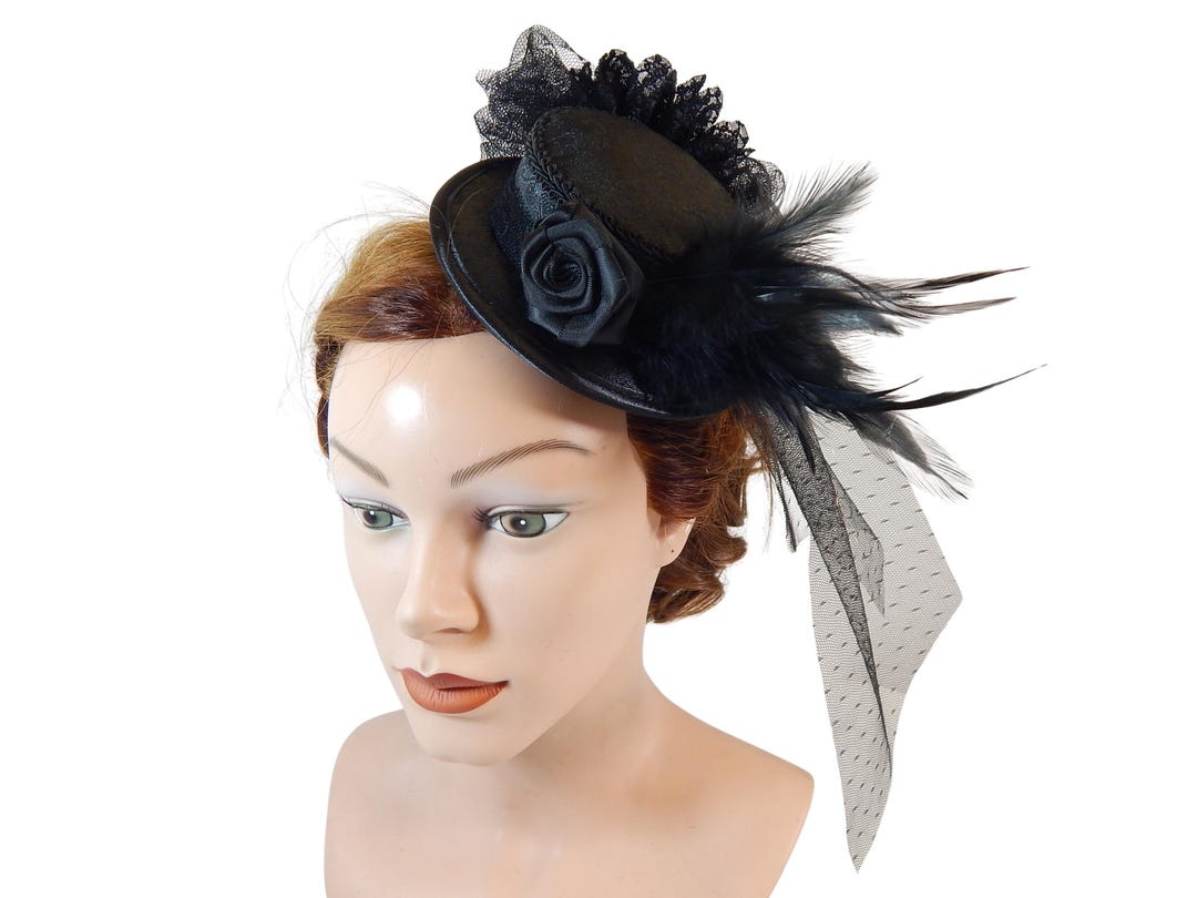 Mini Summerhat, Goth Minihat, Cosplay Sunhat, Black Fascinator ...
