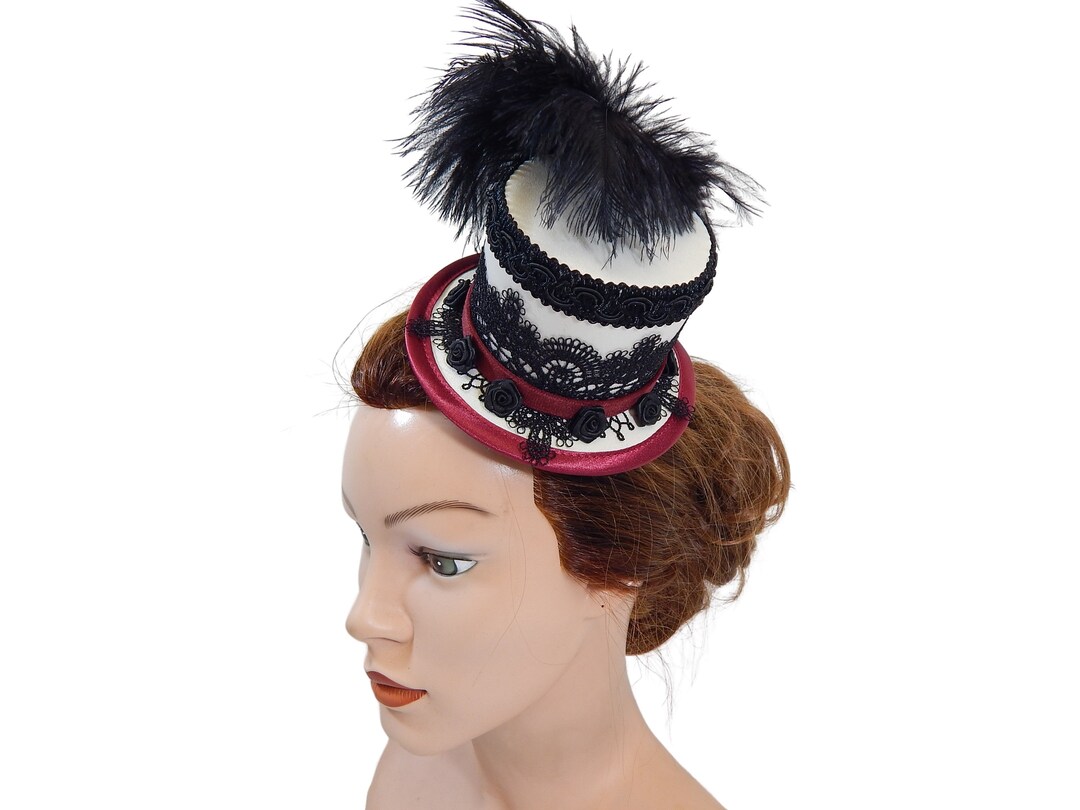 Mini Tophat, Tiny Topper, Derby Hat, Fascinator, Cosplay Headpiece ...