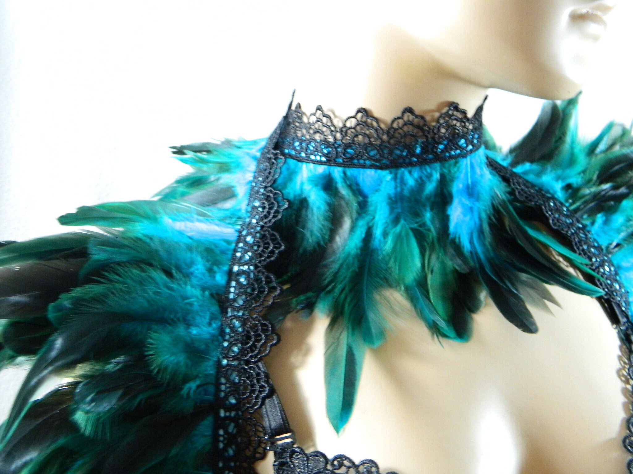 Set Feder stola und Kragen, Fantasy Wrap, Dragqueen Flügel, Burlesque ...