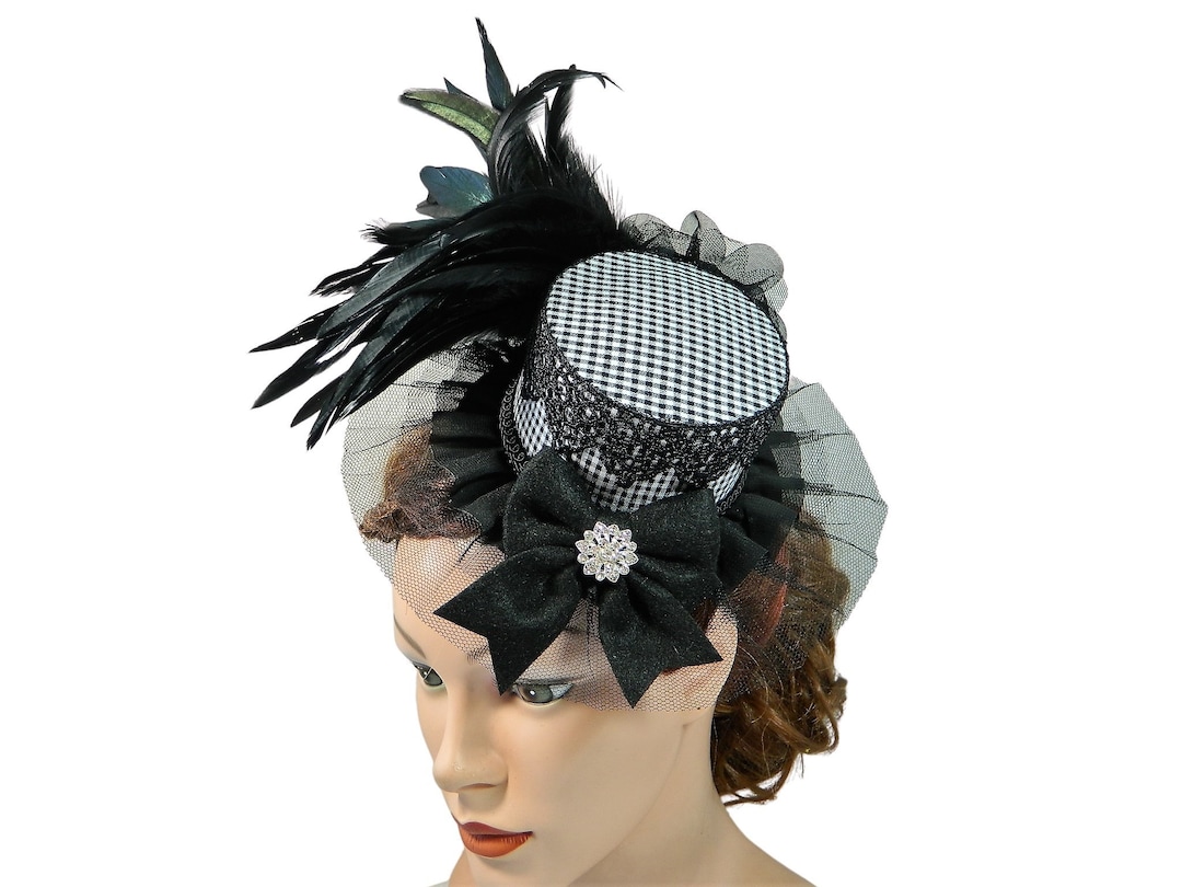 Mini Tophat, Goth Minihat, Burlesque Fascinator, Derby Hat, Gothic ...