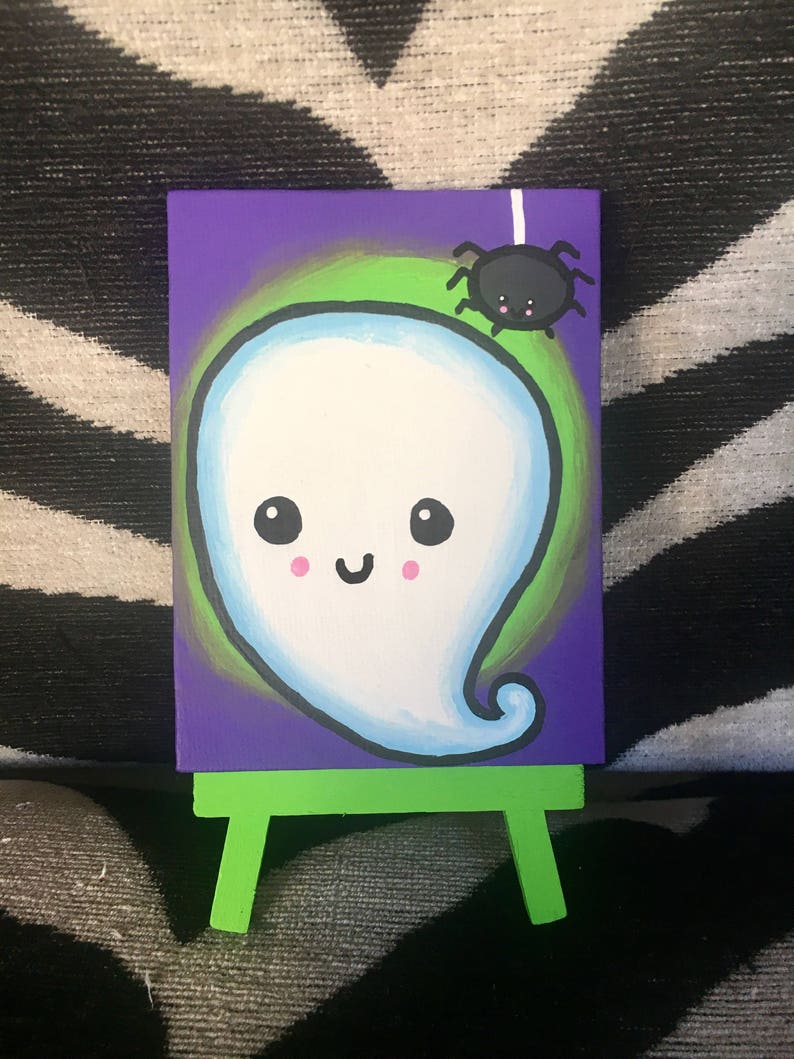 Kawaii Ghost Tiny Canvas Painting - Etsy