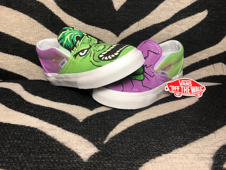 Hulk Themed Painted Kids Vans | Etsy
