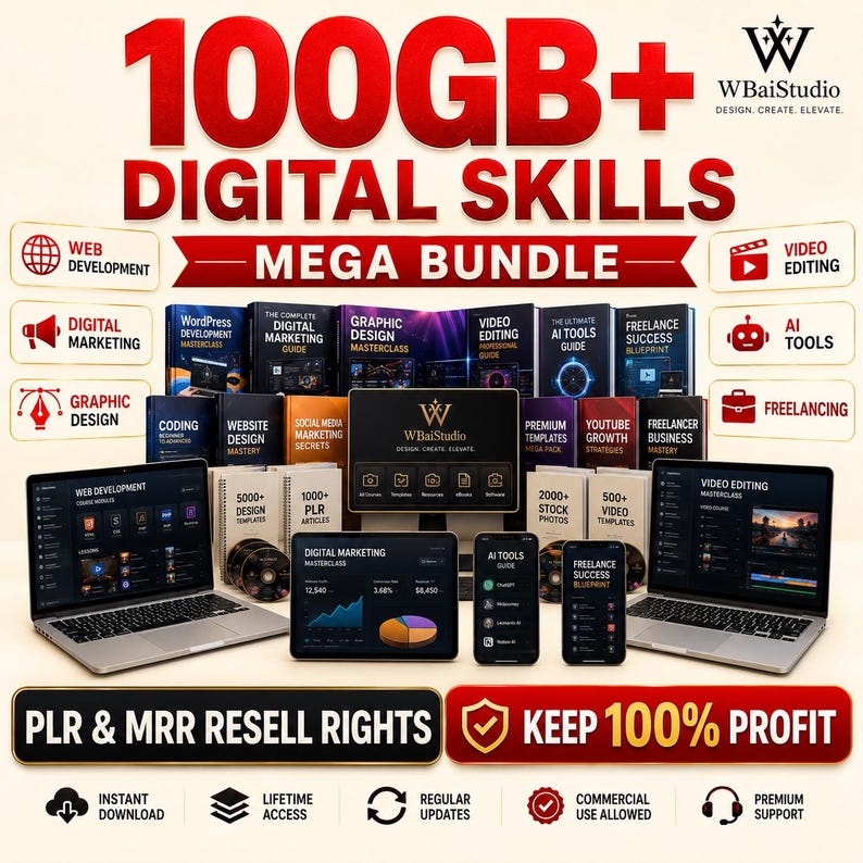 100GB+ Creator Mega Bundle | Web Development, Graphic Design, Marketing ...