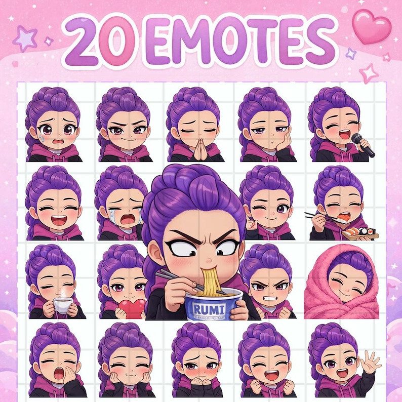Rumi Kpop Demon Hunters 20 Emotes Pack | Huntrix Discord & Twitch ...