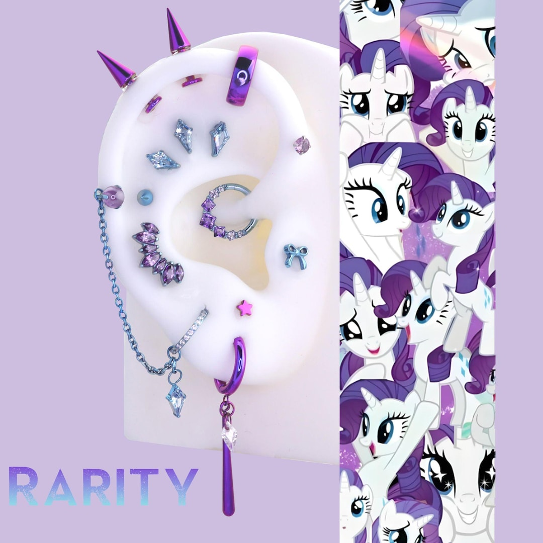 Titanium Rarity Curated Ear Stack | MLP Diamond Gemstone Piercing Set ...