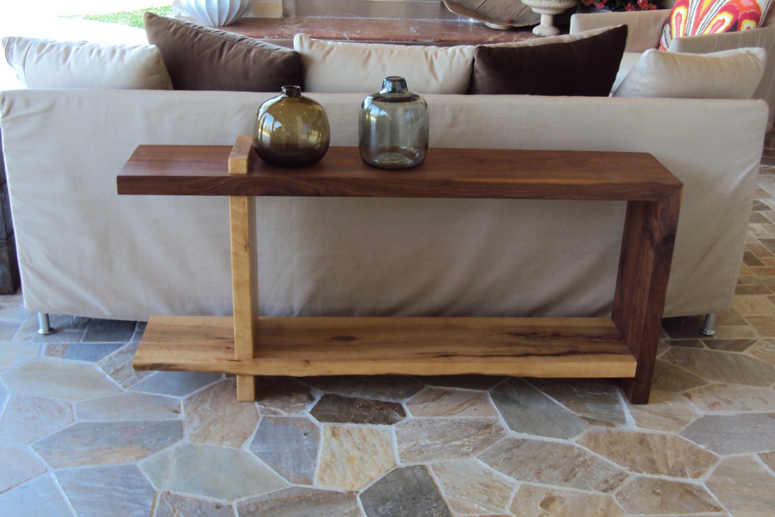 Wood Console Table, Wood Sofa Table, Walnut Table, Maple Wood Table ...