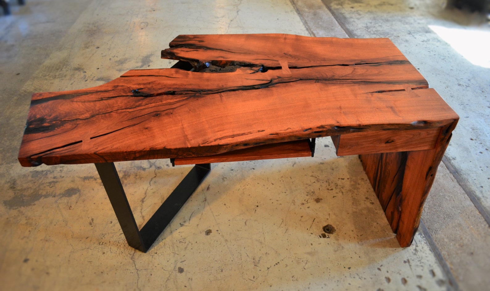 Live Edge Desk, Mesquite Wood Desk, Wood Slab Desk, Custom Wood Desk ...