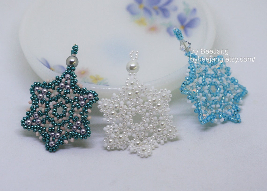 Pendant Tutorial Snowflake Beading Pattern Christmas PDF - Etsy
