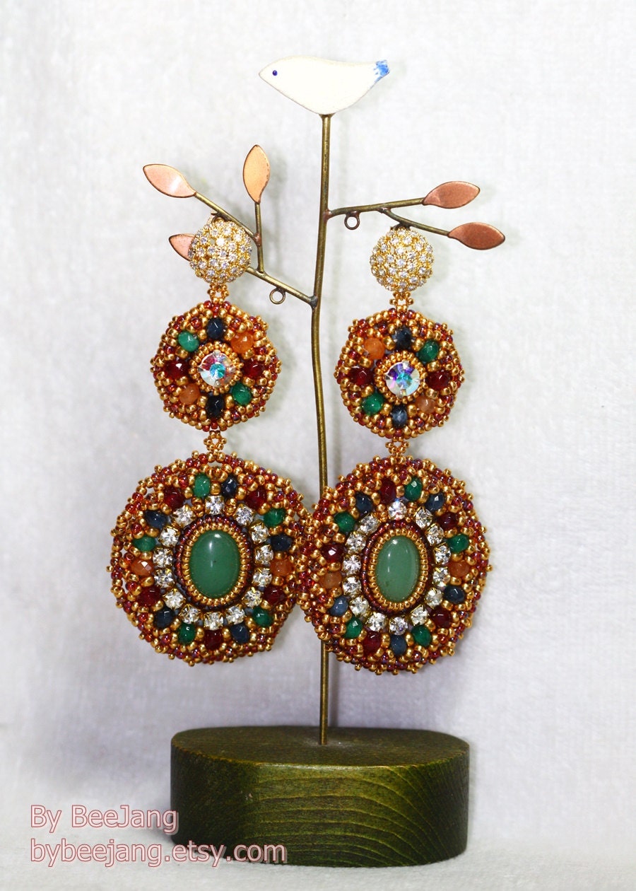 Earrings Tutorial Mithra Beading Pattern Beads Embroidery | Etsy