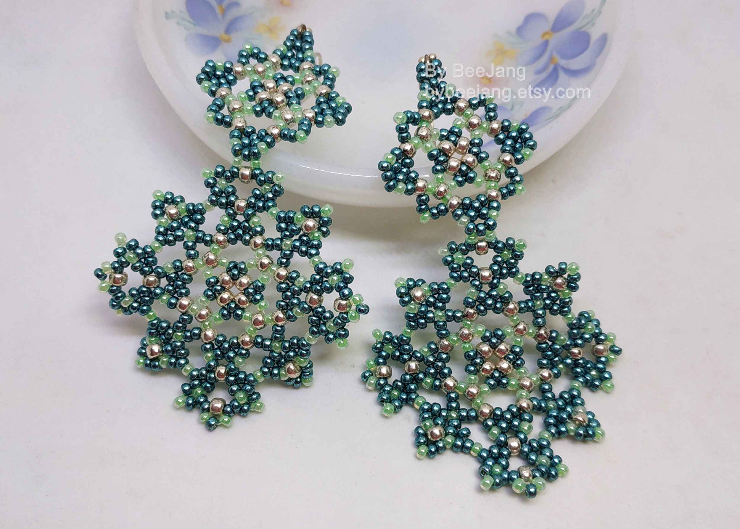 Beading Patterns Melia Earrings Beading Tutorials PDF | Etsy