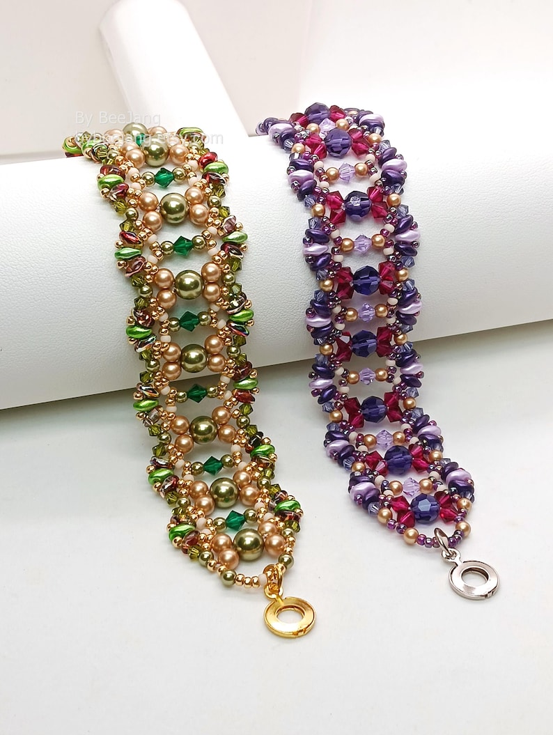 Pearl & Crystal Bracelet Beading Tutorial: Radhika Pattern (digital ...