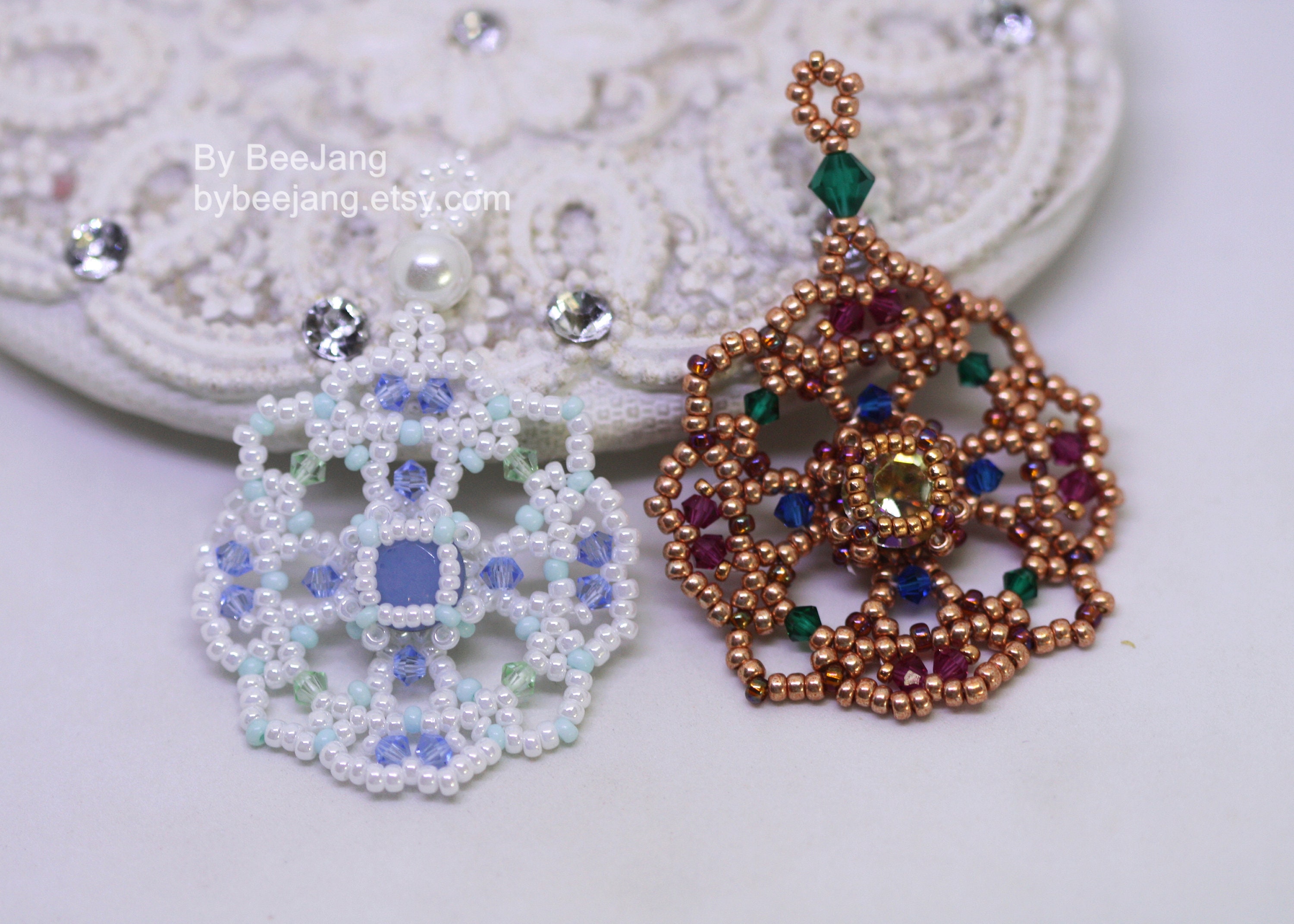 Earrings or Pendant Tutorials, Elize, Beading Tutorials, Beadweaving Patterns, PDF Instruction ...