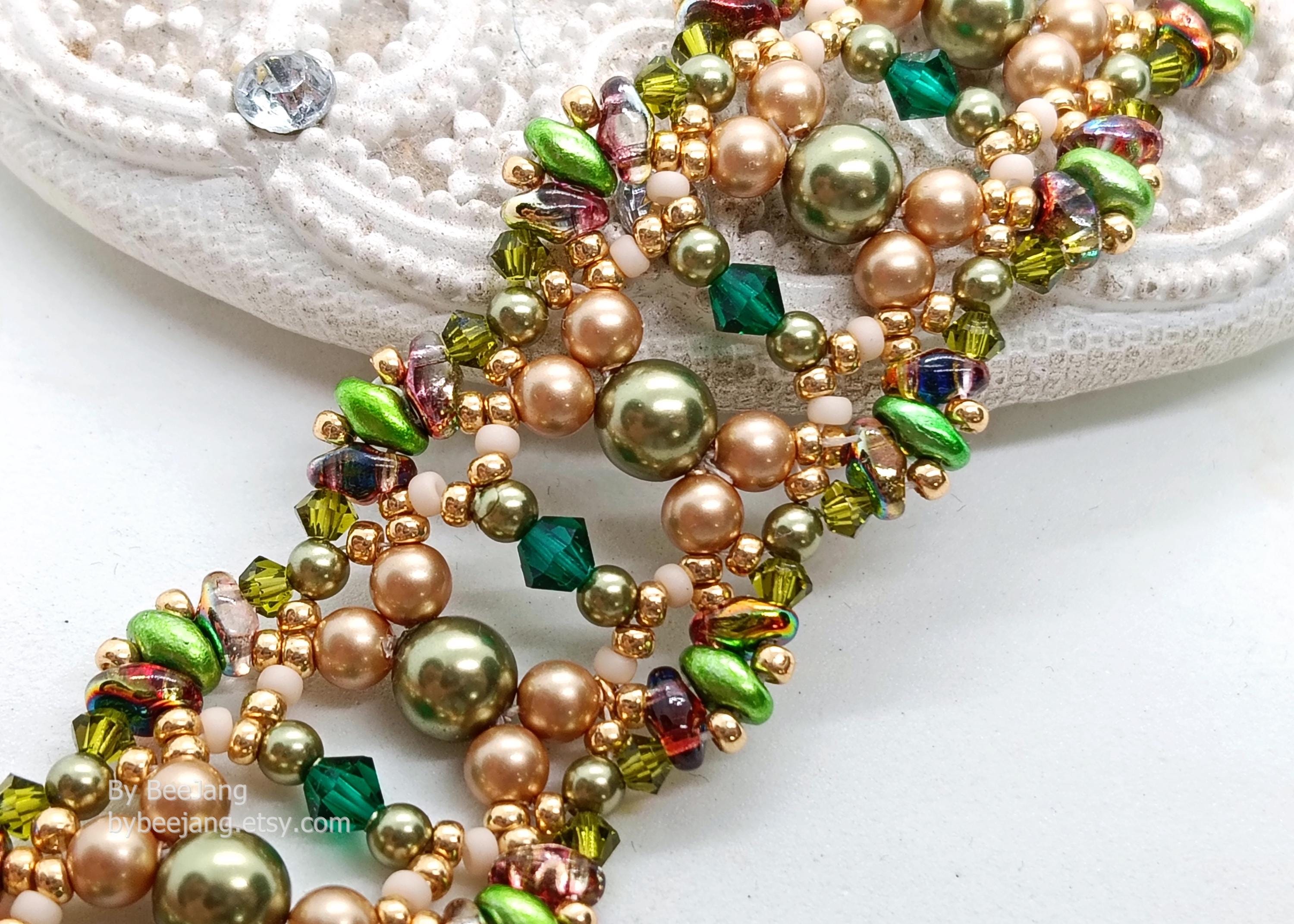 Pearl & Crystal Bracelet Beading Tutorial: Radhika Pattern (digital ...