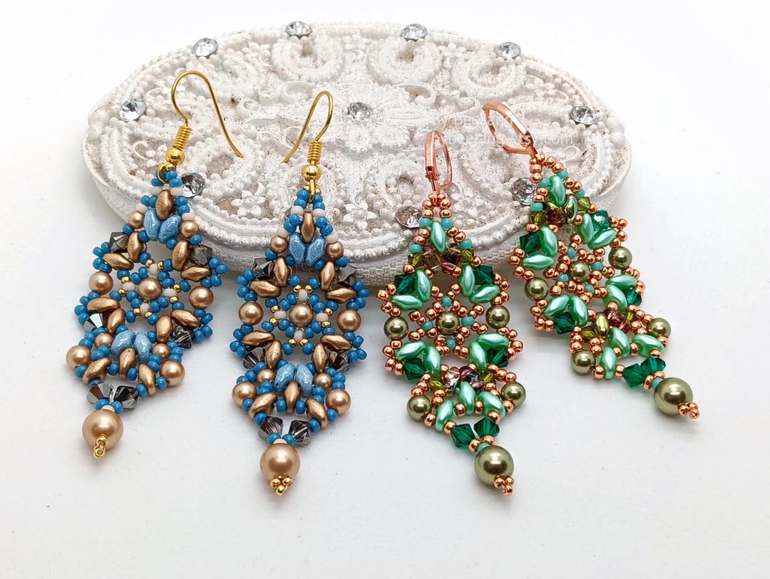 Beaded Earrings Tutorial: Leana Pattern (digital Download) - Etsy