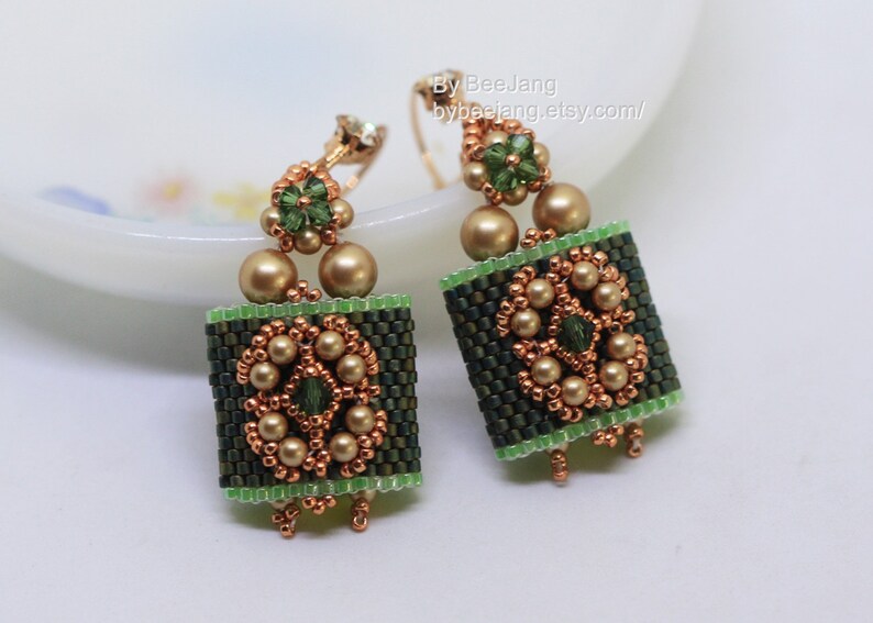 Careena Earrings Tutorial: Beaded Carrier Beads Pattern (PDF) - Etsy
