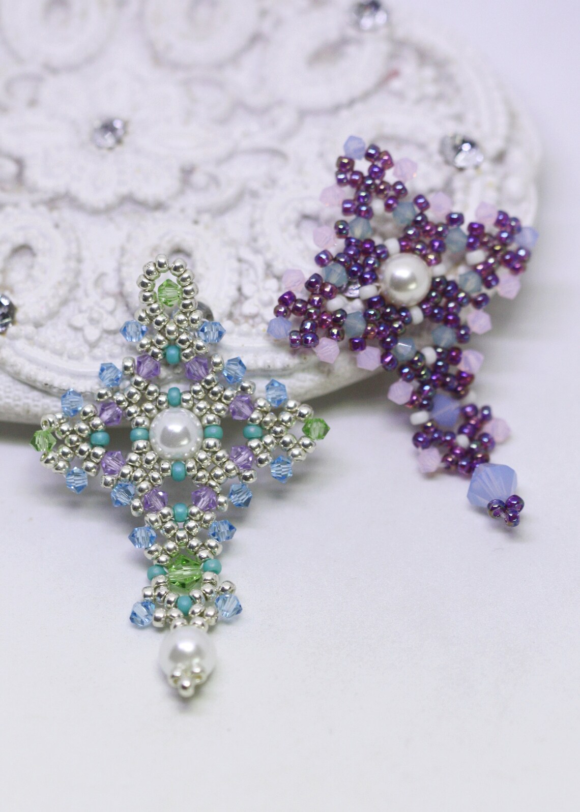 Pendant Tutorial Chrisia Cross Pattern Beading Pattern PDF - Etsy