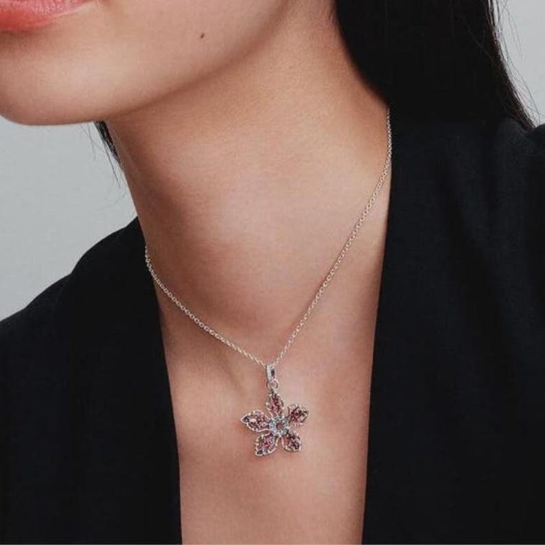 Stranger Things Charm - Mystical Fantasy Flower With Red Zirconia ...