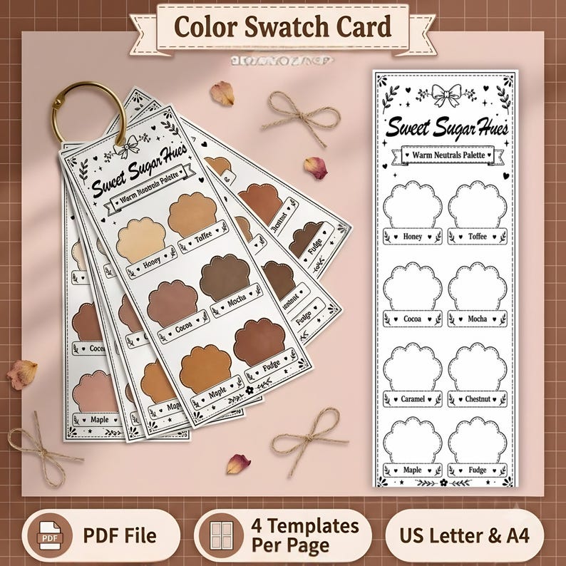 Color Swatch Card Template, Printable Blank Swatch Chart, Marker ...
