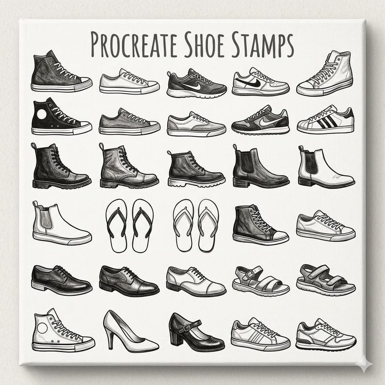 70+ Procreate Shoes Stamps Bundle | Sneaker & Footwear Stamp Brushes ...