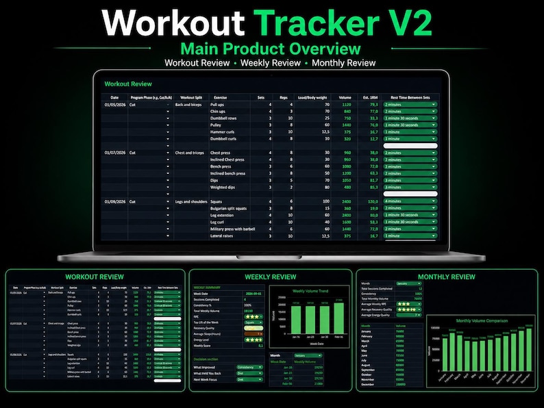 Workout Tracker Spreadsheet | Google Sheets & Excel | Progressive ...