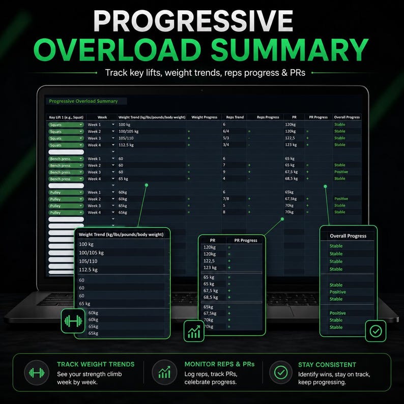 Workout Tracker Spreadsheet | Google Sheets & Excel | Progressive ...