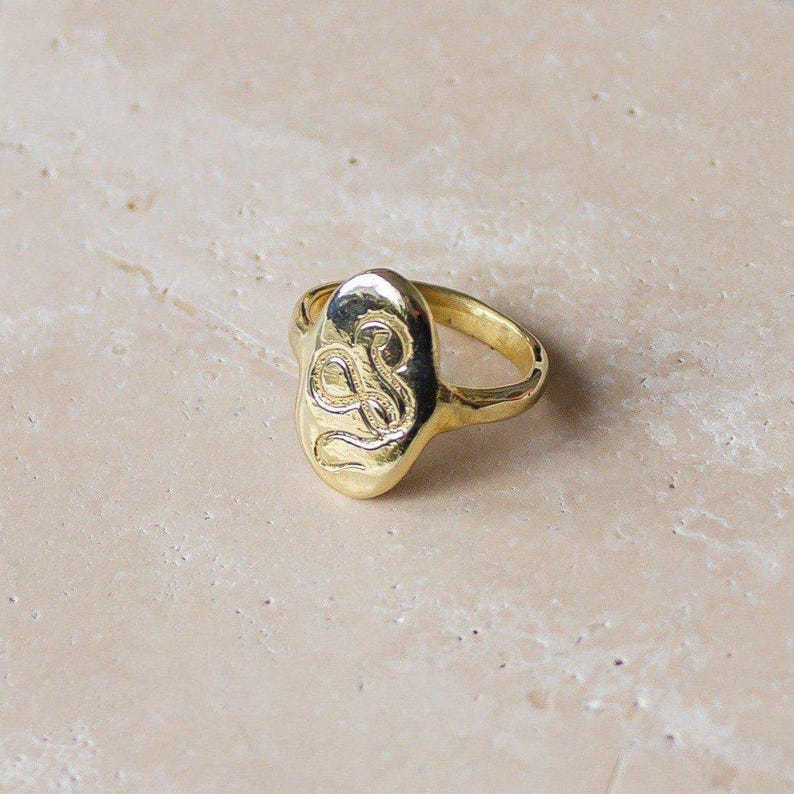Serpent Rising Ring - Engrave Snake and Moon Signet Ring in Gold or ...