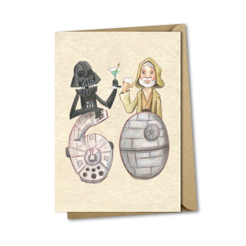 50th Birthday Card: Star Wars Darth Vader & Obi Wan - Etsy