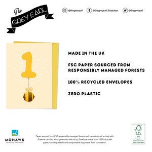 Party Animals Greeting Cards - Bee 1 Yr Old - Bumblebee One Year Old ...