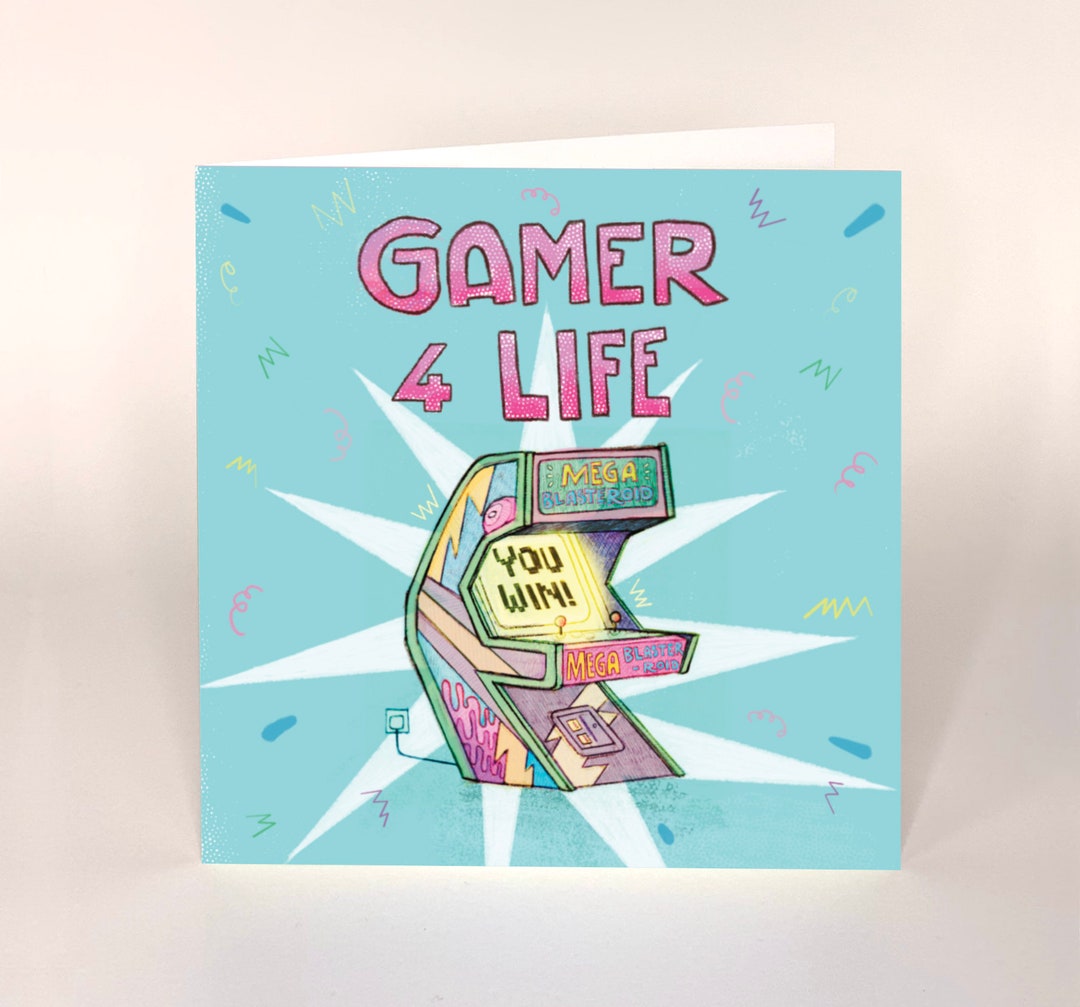 Gamer 4 Life Card: Retro Arcade Machine Birthday Greeting - Etsy