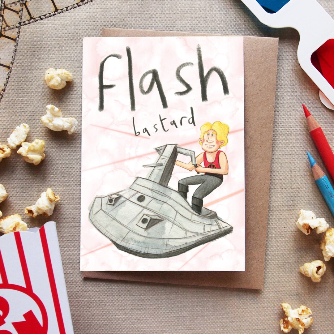 Flash Gordon Birthday Card: Funny 80s Movie Art - Etsy