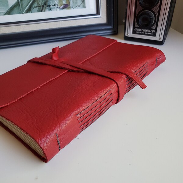 Red Leather Journal - Etsy