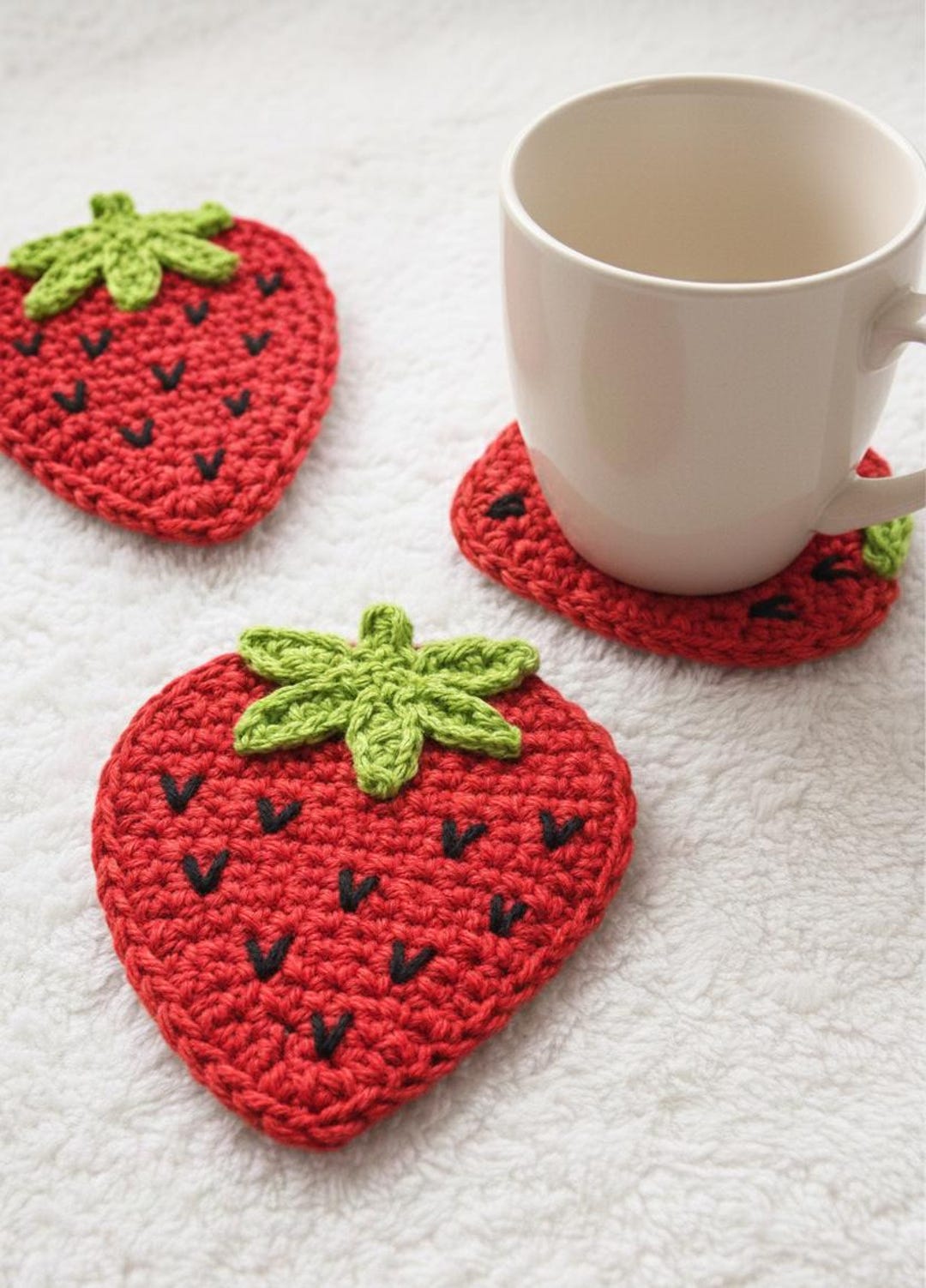 Strawberry Coaster Crochet Pattern PDF, Beginner Friendly, Easy ...