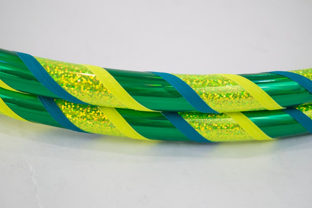 Emerald Rainbow & Neon Yellow Collapsible Hula Hoop / Personalizado ...