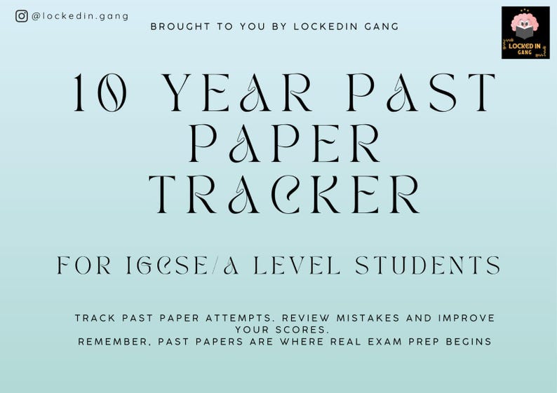 Past Paper Tracker | IGCSE & A Level Printable Checklist | Revision ...