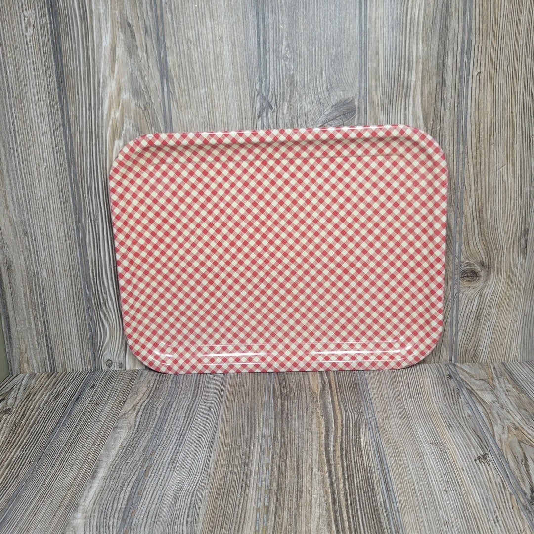 Vintage Gingham Check Tray, Red White Checked, Lap TV Tray, Country ...