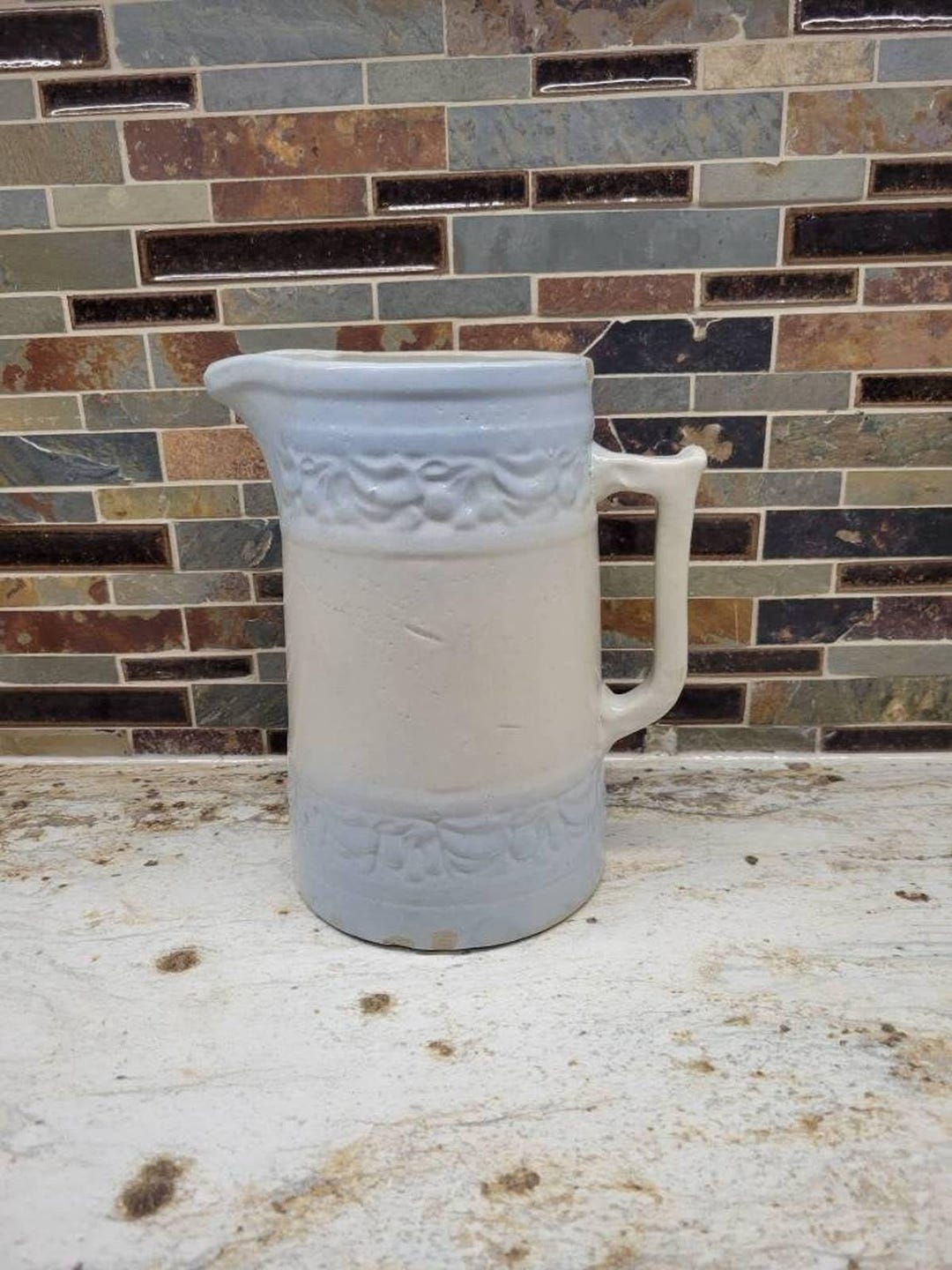 Vintage Red Wing Cherry Band Pitcher, Stoneware Pottery, Farmhouse ...