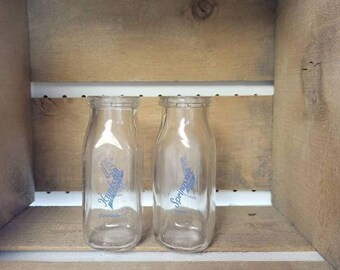 Vintage Half Pint Milk Bottles Embossed Set of 2 - Etsy