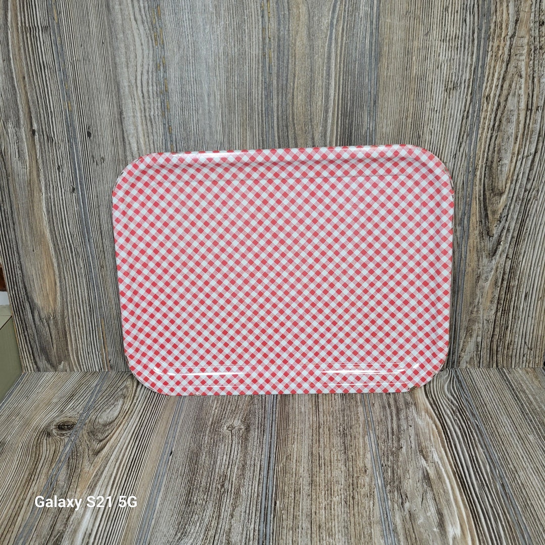 Vintage Gingham Check Tray, Red White Checked, Lap TV Tray, Country ...