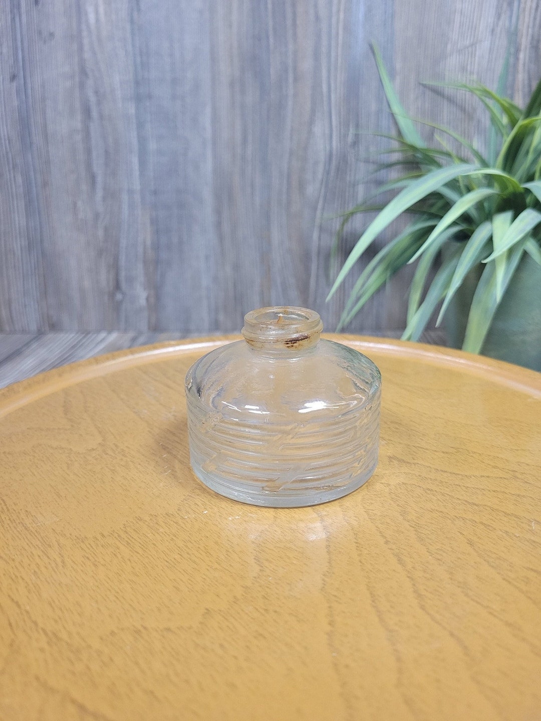 Vintage Ink Bottle, Glass Round Small Ribbed - Etsy
