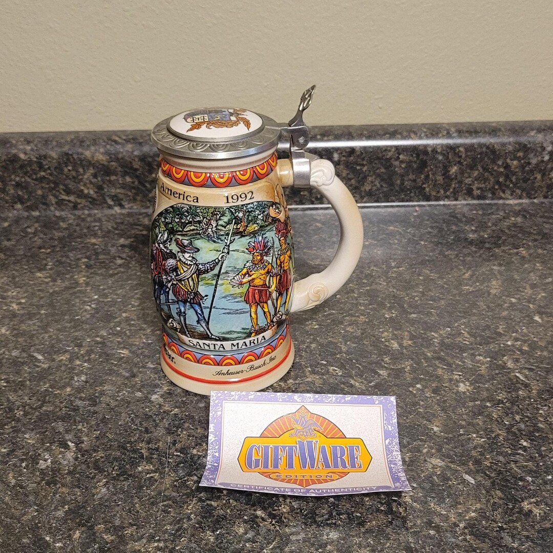 Anheuser-busch Budweiser Stein Santa Maria Discover America 1989 - Etsy